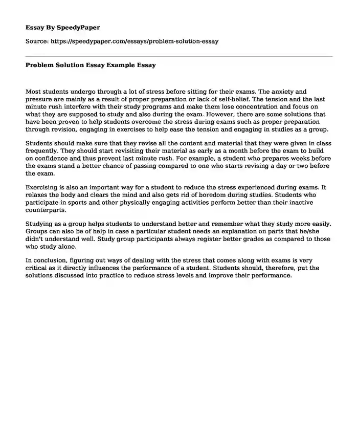 📚 Problem Solution Essay Example | SpeedyPaper.com 📚 Problem Solution Essay Example | SpeedyPaper.com