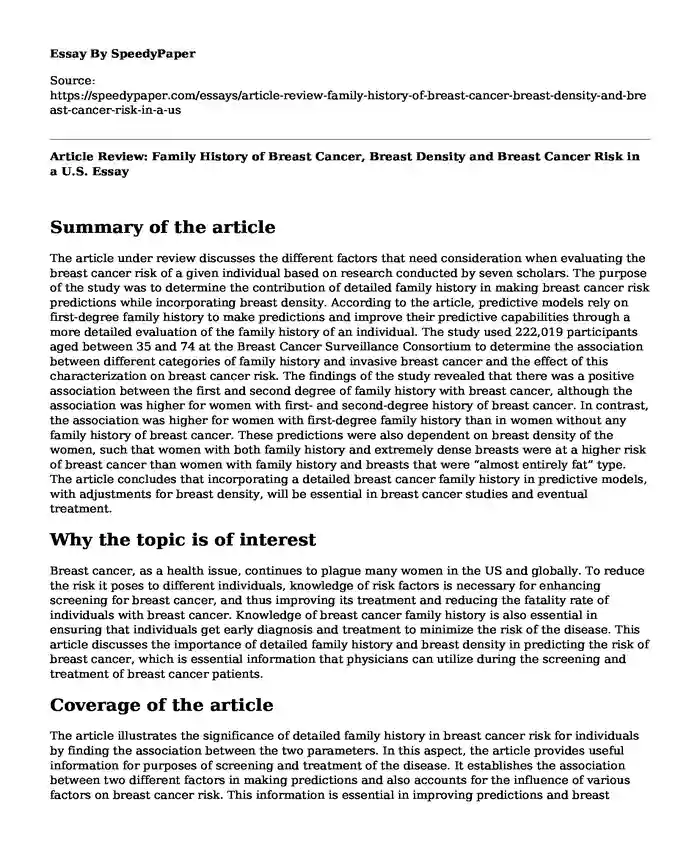 📌 Article Review: Family History of Breast Cancer, Breast Density and ...