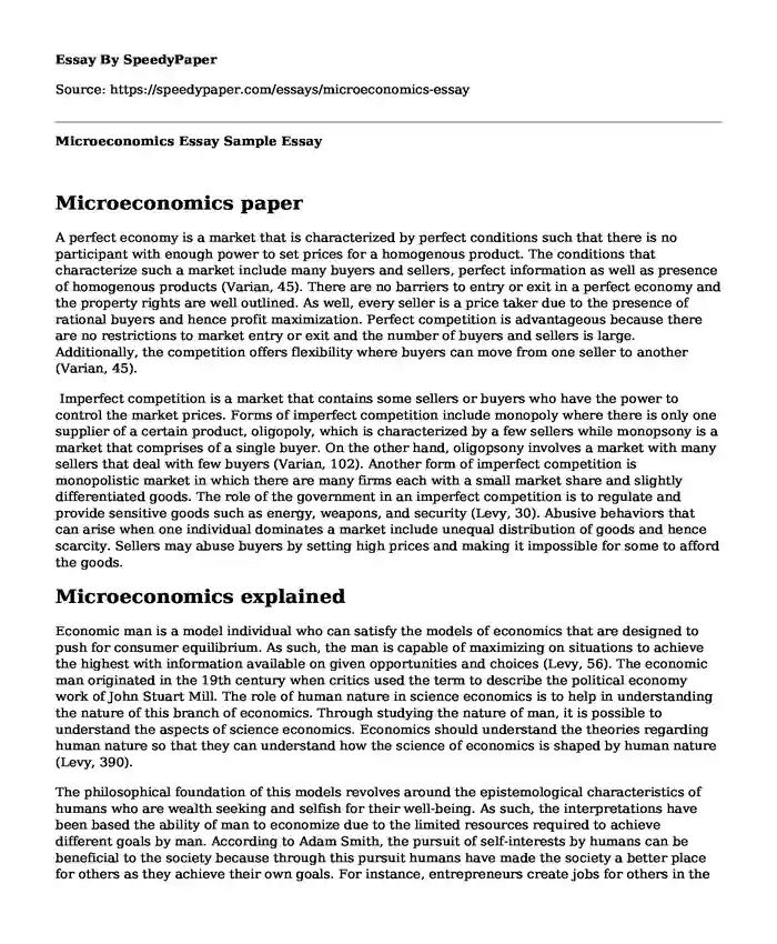 Microeconomics Essay Sample SpeedyPaper Microeconomics Essay Sample SpeedyPaper