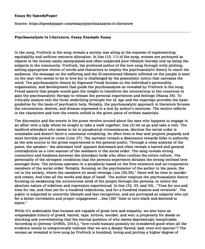 Psychoanalysis In Literature Essay Example SpeedyPaper Psychoanalysis In Literature Essay Example SpeedyPaper