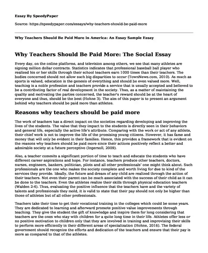  Why Teachers Should Be Paid More In America An Essay Sample